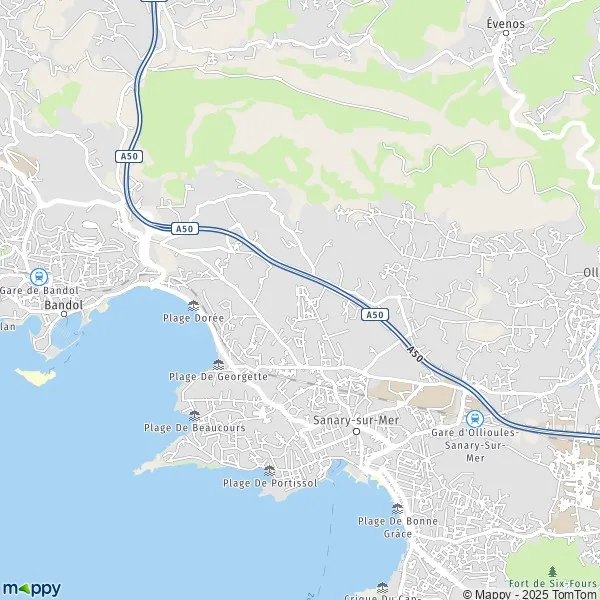 Map Sanary-sur-Mer: map of Sanary-sur-Mer (83110) and practical information