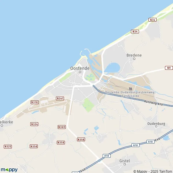 Map Ostend: map of Ostend (8400) and practical information