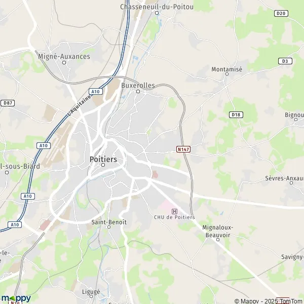 Map Poitiers: map of Poitiers (86000) and practical information