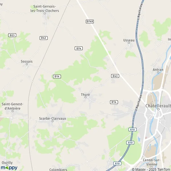 Map Thuré: map of Thuré (86540) and practical information