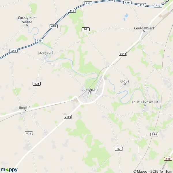 Map Lusignan: map of Lusignan (86600) and practical information