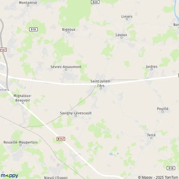 Map Saint-Julien-l'Ars: map of Saint-Julien-l'Ars (86800) and practical ...