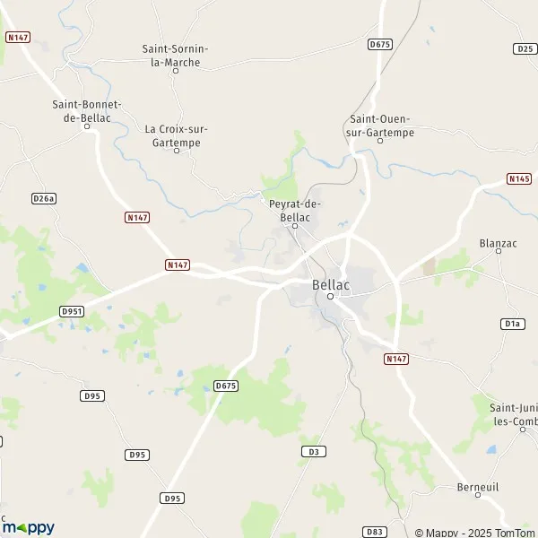 Map Peyrat-de-Bellac: map of Peyrat-de-Bellac (87300) and practical ...