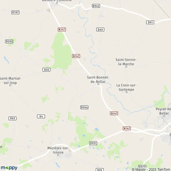 Map Saint-Bonnet-de-Bellac: map of Saint-Bonnet-de-Bellac (87300) and ...