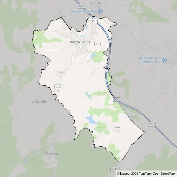 Map Magnac-Bourg: map of Magnac-Bourg (87380) and practical information
