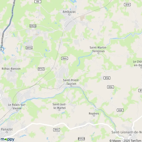 Map Saint-Priest-Taurion: map of Saint-Priest-Taurion (87480) and ...