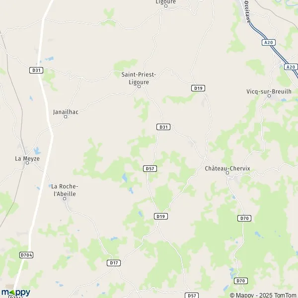 Map Saint-Priest-Ligoure: map of Saint-Priest-Ligoure (87800) and ...