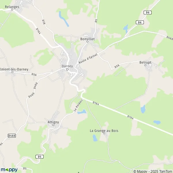 Map Darney: map of Darney (88260) and practical information