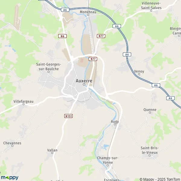 Map Auxerre: map of Auxerre (89000) and practical information