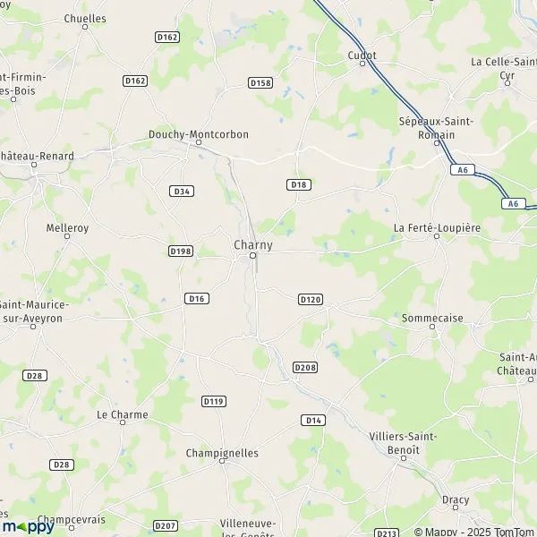 Map Charny-Orée-de-Puisaye: map of Charny-Orée-de-Puisaye (89120) and ...