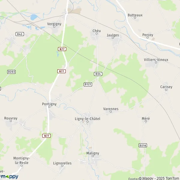 Map Ligny-le-Châtel: map of Ligny-le-Châtel (89144) and practical ...