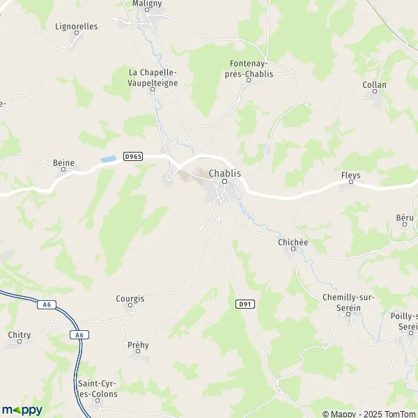 Map Chablis: map of Chablis (89800) and practical information