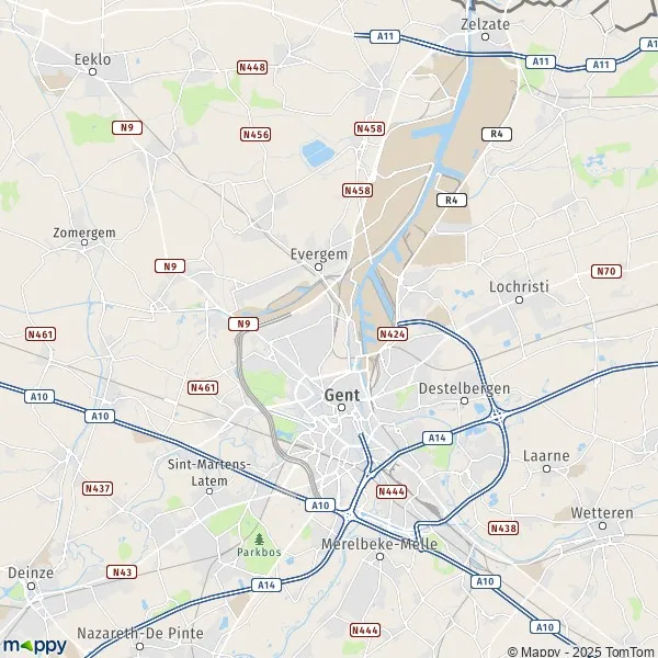 Map Ghent: map of Ghent (9000) and practical information