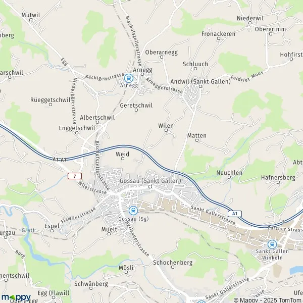 Map Gossau SG: map of Gossau SG (9015) and practical information