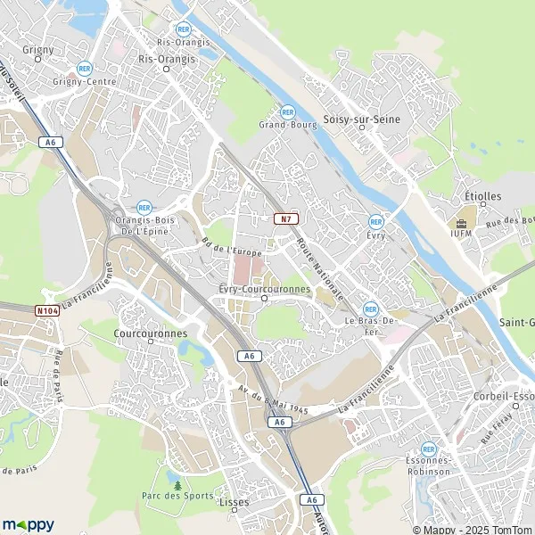 Map Évry-Courcouronnes: map of Évry-Courcouronnes (91000) and practical ...