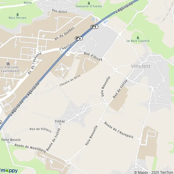 Map Villejust: map of Villejust (91140) and practical information