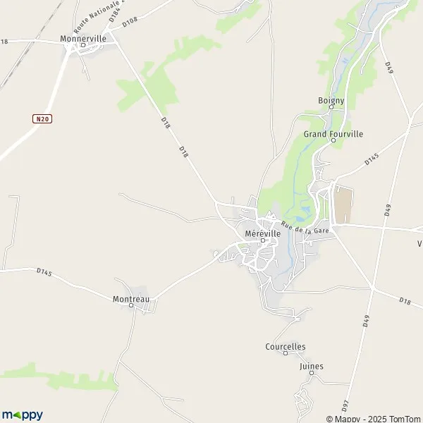 Map Méréville: map of Méréville (91660) and practical information