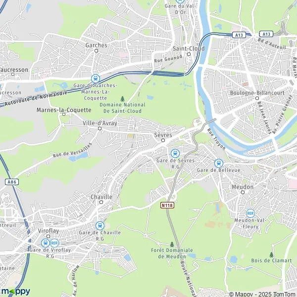 Map Sèvres: map of Sèvres (92310) and practical information