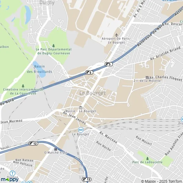 Map Le Bourget: map of Le Bourget (93350) and practical information