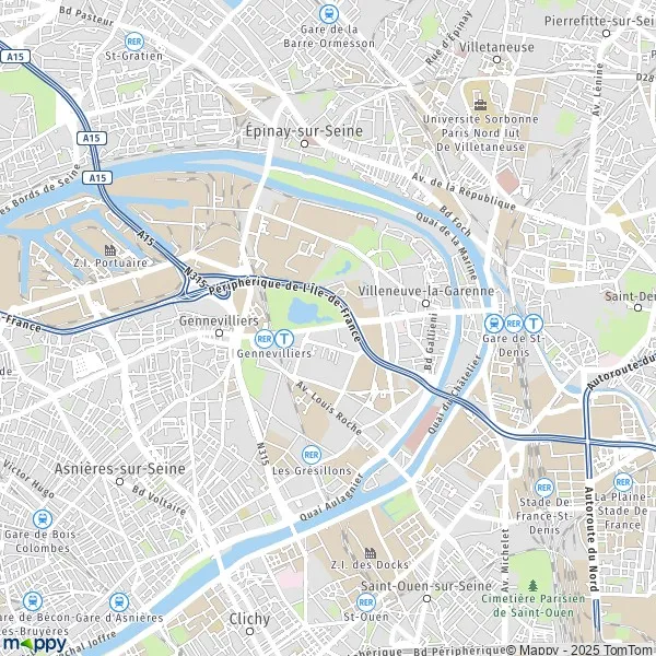 Map L'Île-Saint-Denis: map of L'Île-Saint-Denis (93450) and practical ...