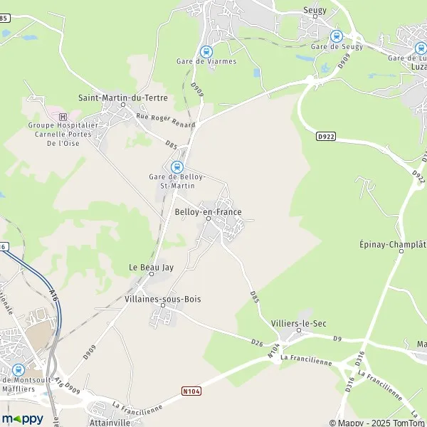 Map Belloy-en-France: map of Belloy-en-France (95270) and practical ...