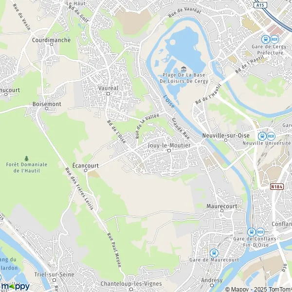 Map Jouy-le-Moutier: map of Jouy-le-Moutier (95280) and practical ...