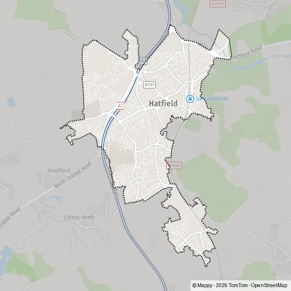 Map Hatfield: map of Hatfield, Welwyn Hatfield AL10 0 and practical ...
