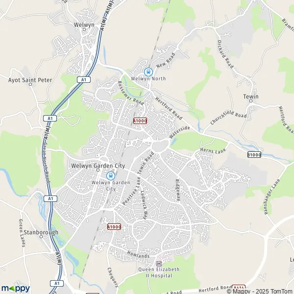 Map Welwyn Garden City: map of Welwyn Garden City, Welwyn Hatfield AL8 ...