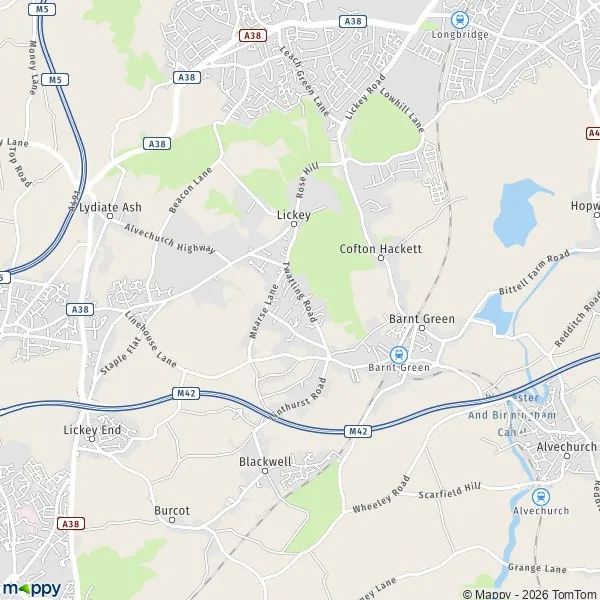 Map Barnt Green: map of Barnt Green, Bromsgrove B45 8 and practical ...