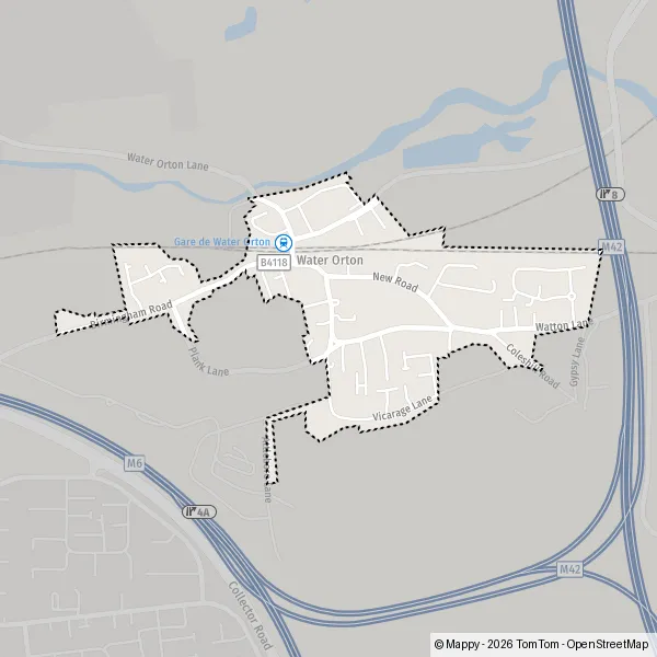 Map Water Orton: map of Water Orton, North Warwickshire B46 1 and ...