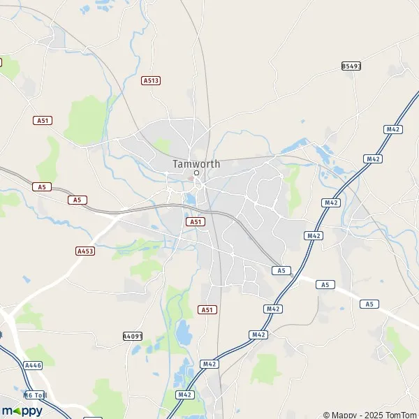 Map Tamworth: map of Tamworth (B77 4) and practical information