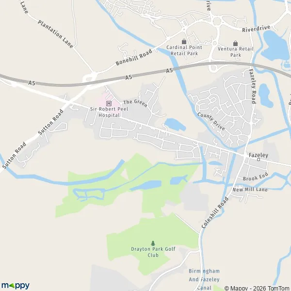 Map Fazeley: map of Fazeley, Lichfield B78 3 and practical information