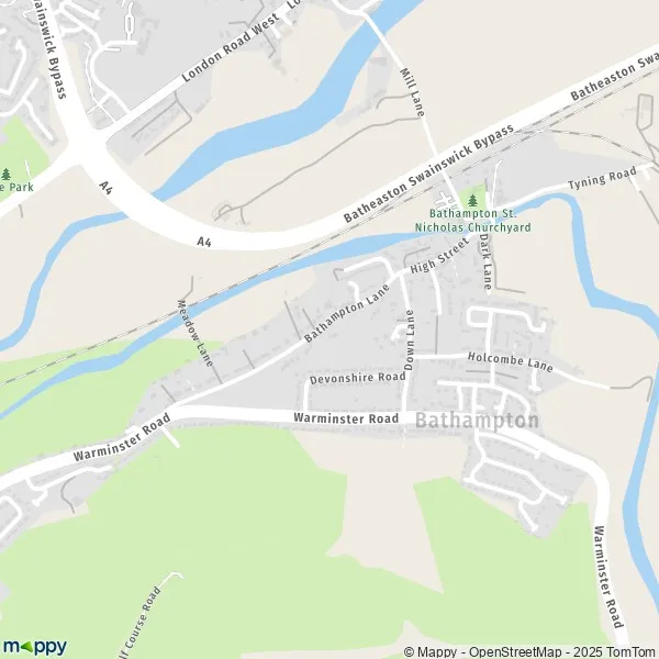 Map Bathampton: map of Bathampton (BA1 7) and useful information