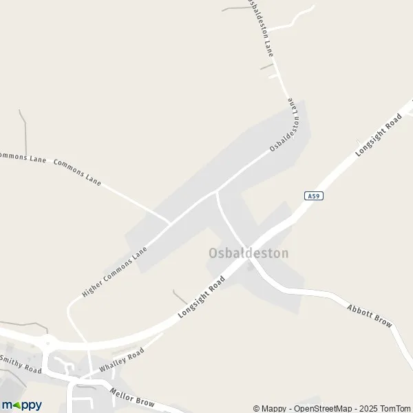 Map Osbaldeston: map of Osbaldeston, Ribble Valley BB2 7 and practical ...