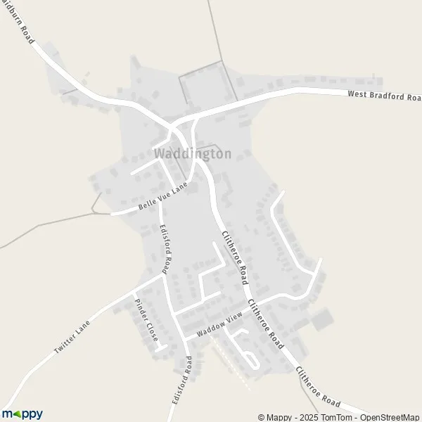 Map Waddington: map of Waddington, Ribble Valley BB7 3 and practical ...