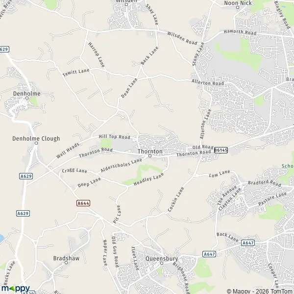 Map Thornton: map of Thornton, Bradford BD13 3 and practical information