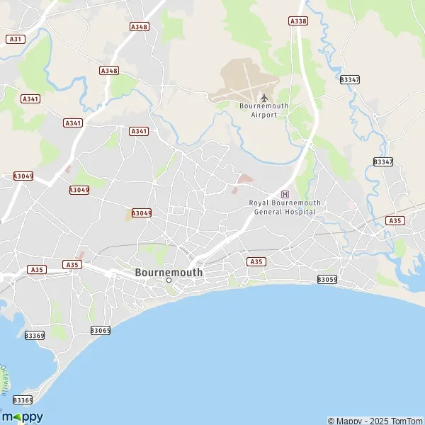 Map Bournemouth: map of Bournemouth, Bournemouth, Christchurch and ...