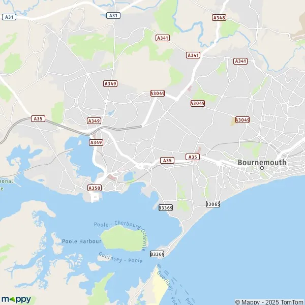 Map Poole: map of Poole, Bournemouth, Christchurch and Poole BH15 1 and ...