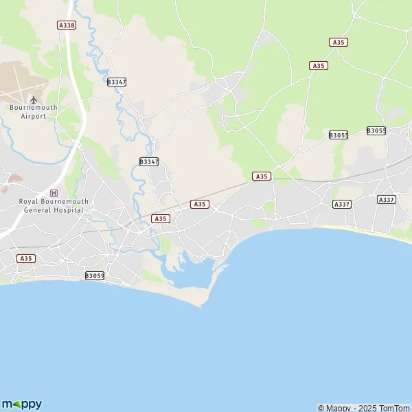 Map Christchurch: map of Christchurch, Bournemouth, Christchurch and ...