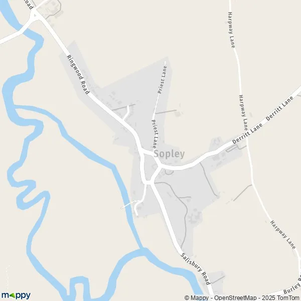 Map Sopley: map of Sopley, New Forest BH23 7 and practical information
