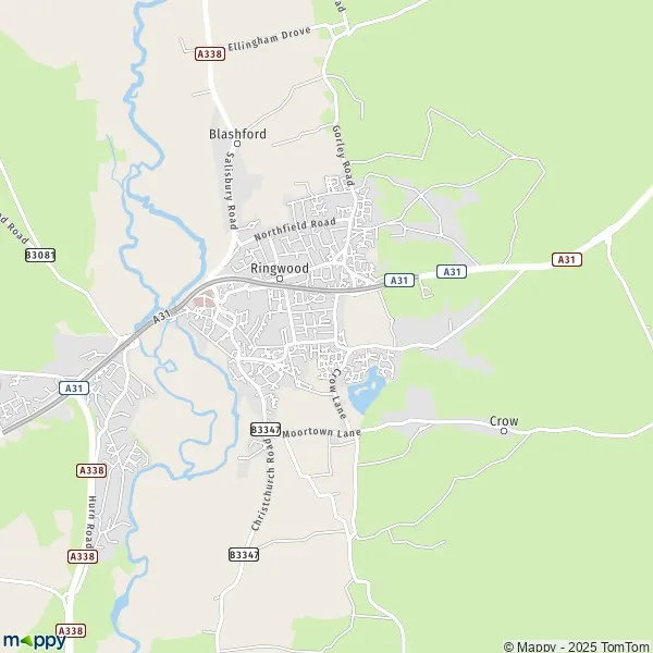 Map Ringwood: map of Ringwood, New Forest BH24 1 and practical information