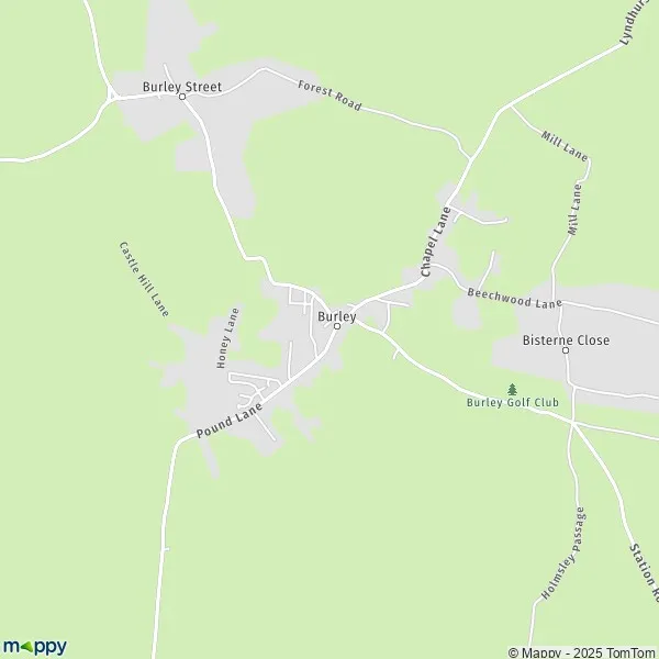 Map Burley: map of Burley, New Forest BH24 4 and practical information