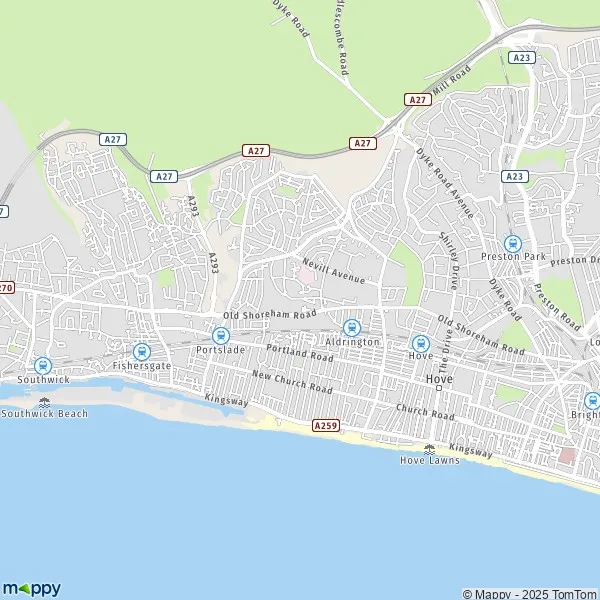 Map Hove: map of Hove, Brighton and Hove BN3 3 and practical information