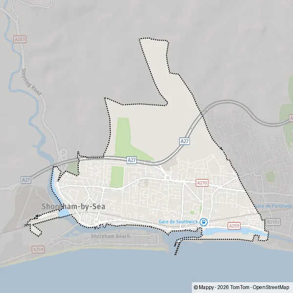 Map Shoreham-by-Sea: map of Shoreham-by-Sea, Adur BN43 5 and practical ...