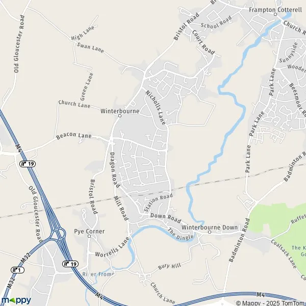 Map Winterbourne: map of Winterbourne, South Gloucestershire BS36 1 and ...