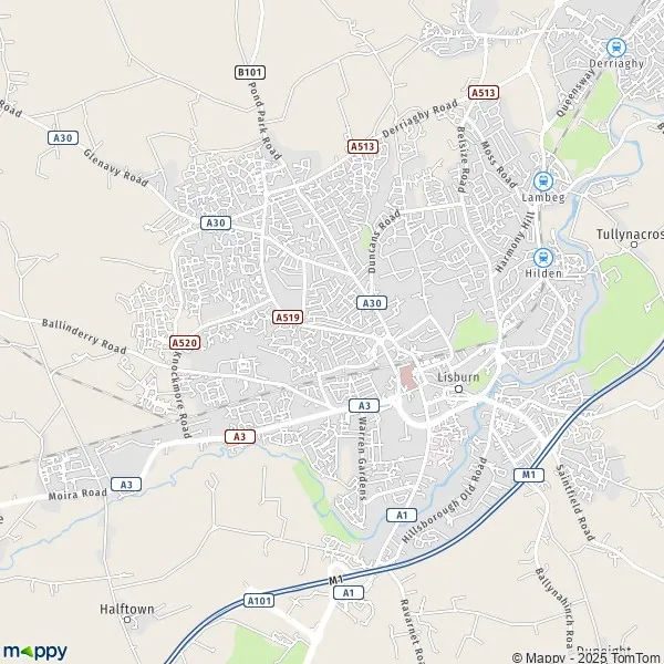 Map Lisburn: map of Lisburn, Lisburn and Castlereagh BT28 1 and ...