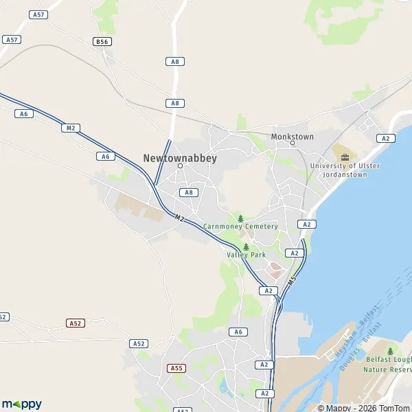 Map Newtownabbey: map of Newtownabbey (BT36 5) and practical information