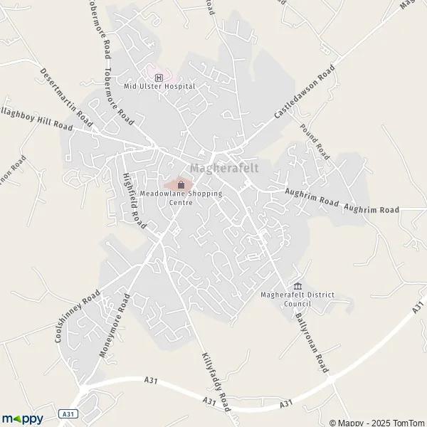 Map Magherafelt: map of Magherafelt, Mid Ulster BT45 6 and practical ...