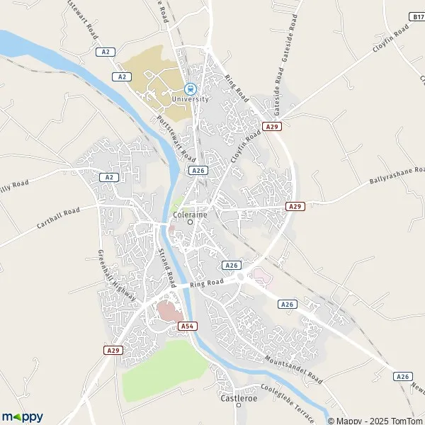Map Coleraine: map of Coleraine, Causeway Coast and Glens BT52 1 and ...