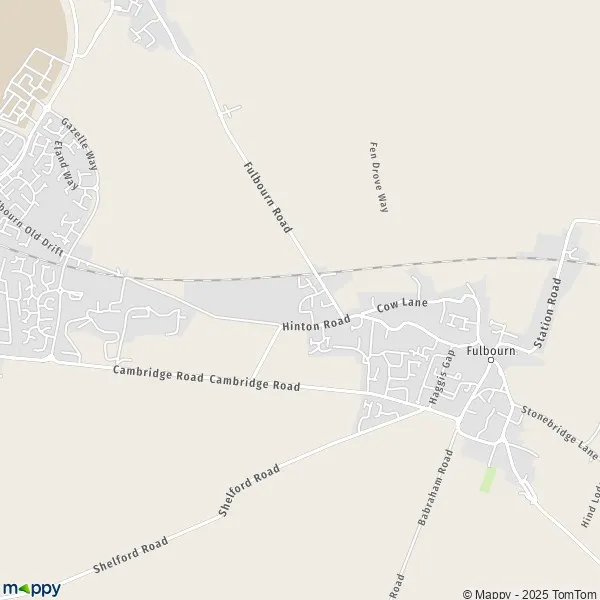 Map Fulbourn: map of Fulbourn, South Cambridgeshire CB21 5 and ...